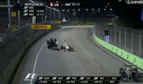 Michael Schumacher's Mercedes crashes at Singapore Grand Prix (Video)
